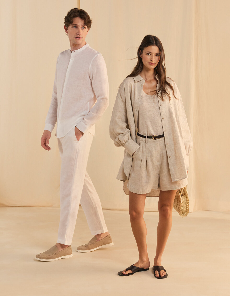 Short 100% lin à plis - naturel | celio women