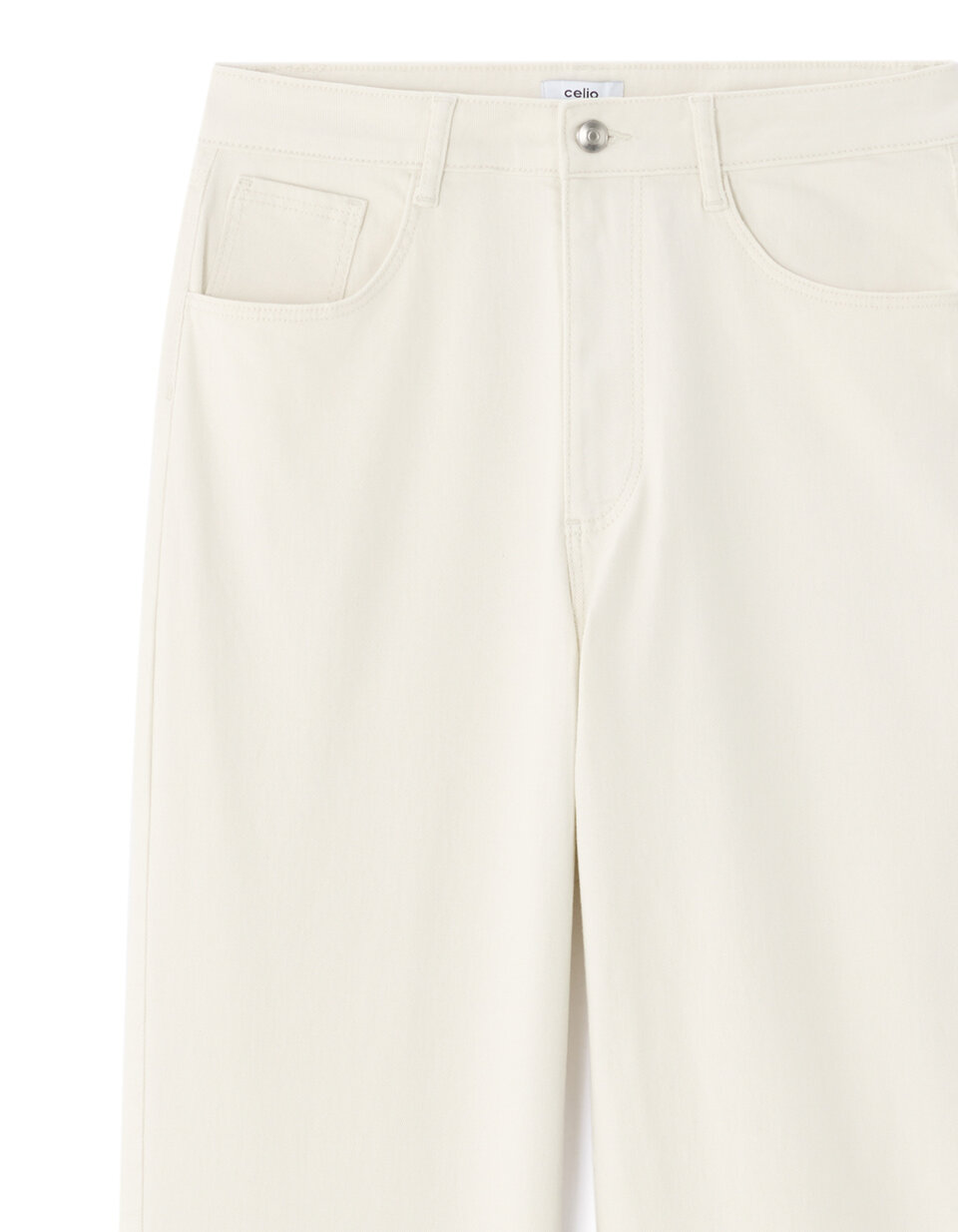Ecru Straight Pants | celio women