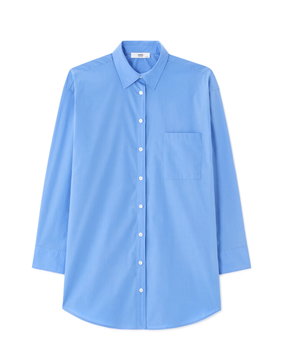 Chemise oversize 100% coton - bleue lavée | celio be camaïeu