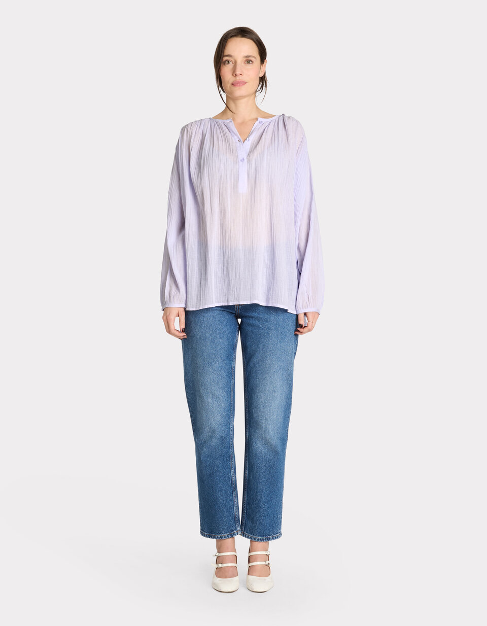 Blouse boutonnée col rond - violet | celio be camaïeu