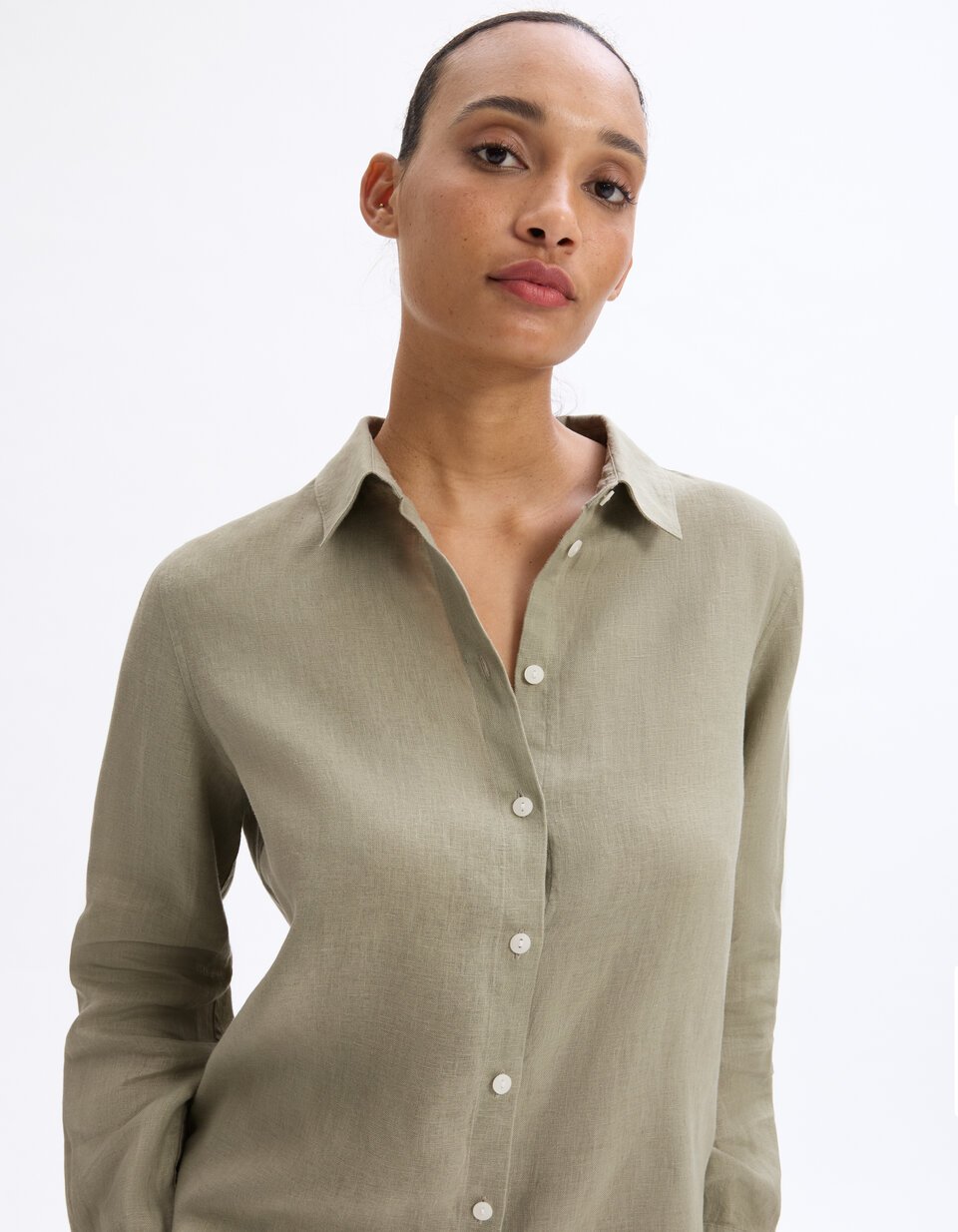 Chemise 100% Lin - vert | celio be camaïeu