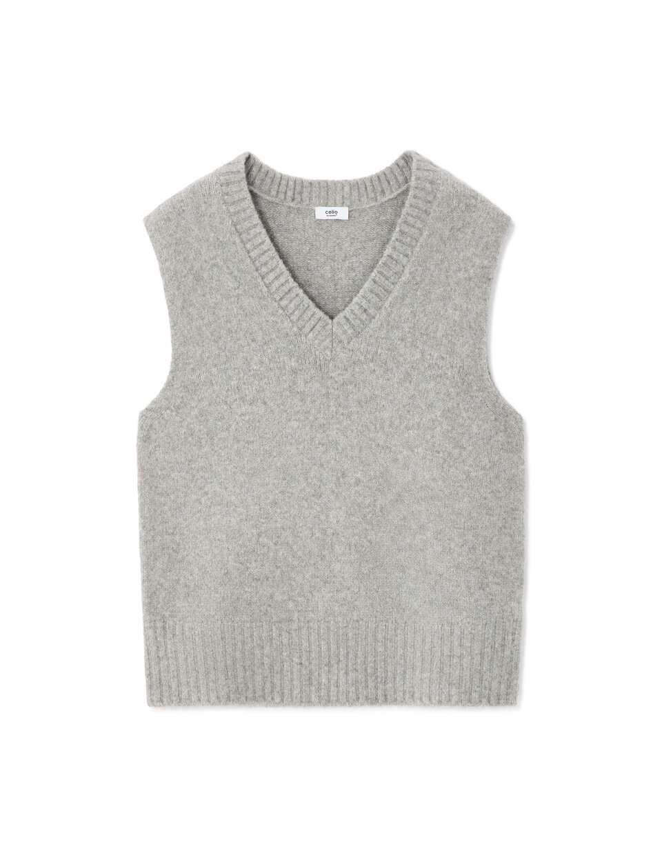 Knusse gebreide mouwloze trui - grijs | celio be camaïeu