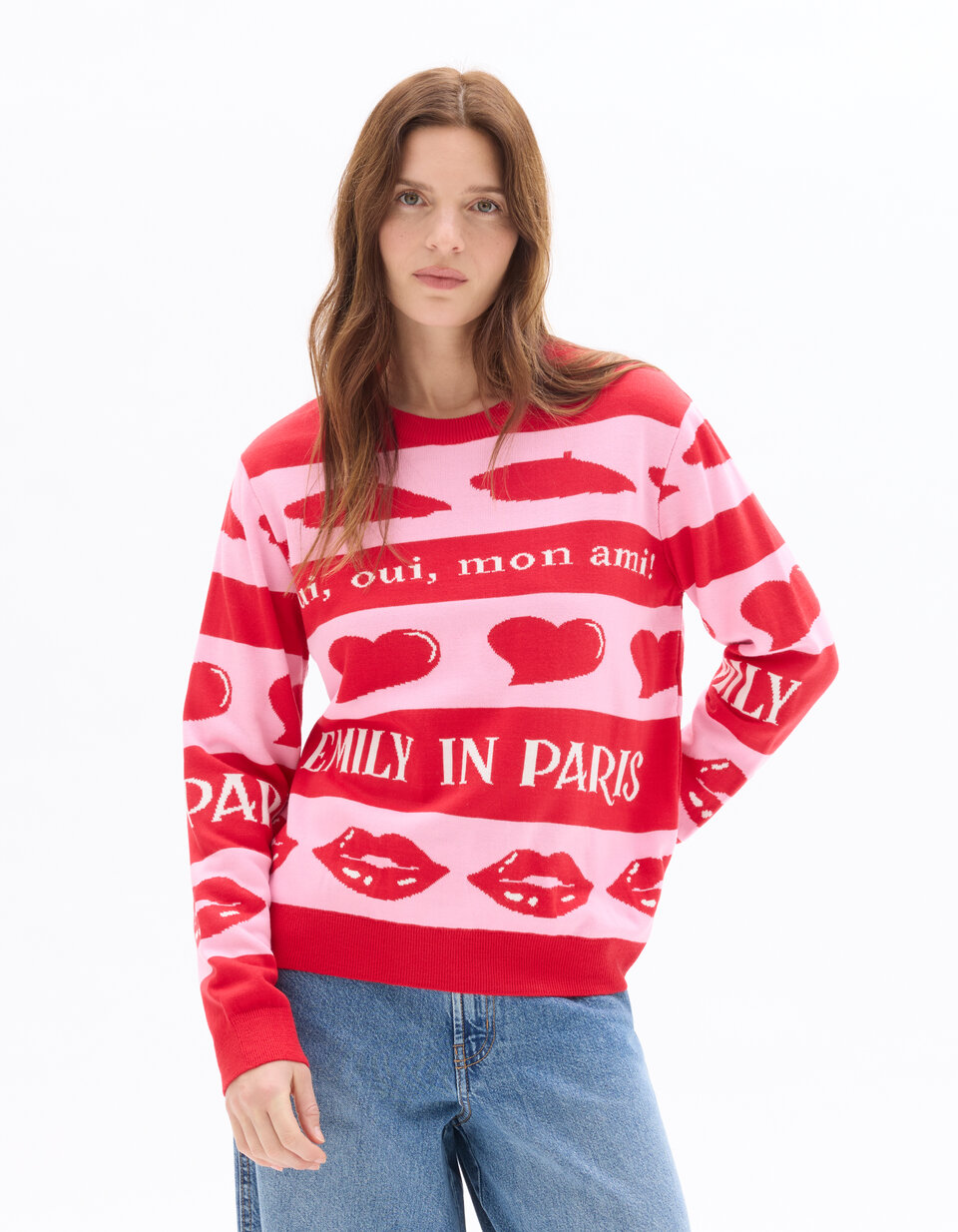 Emily in Paris - rode gebreide trui | celio be camaïeu