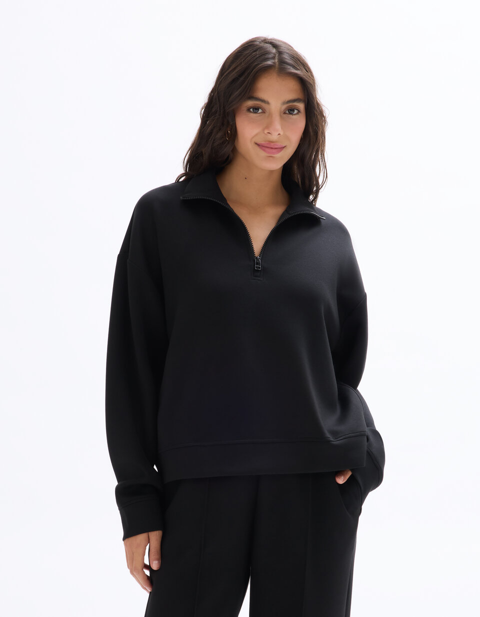 Sweat oversize en maille interlock - noir | celio be camaïeu