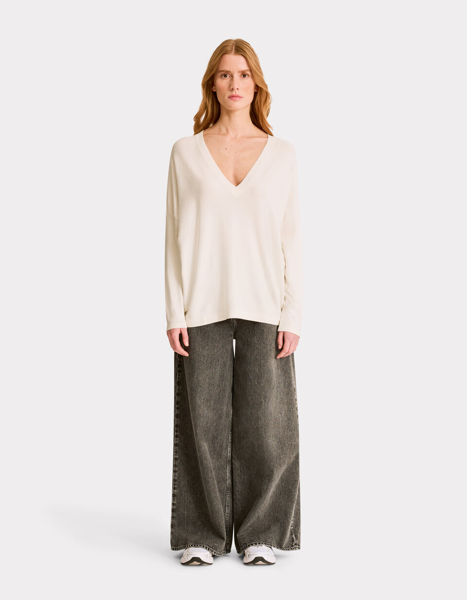 Pull ample col V - écru | celio be camaïeu