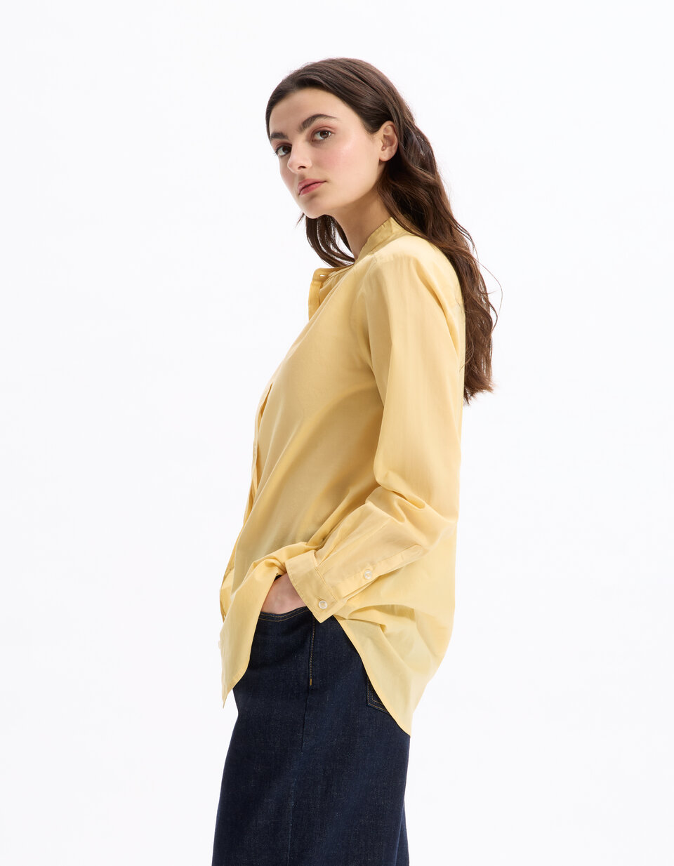 blouse voile de coton - jaune | celio be camaïeu