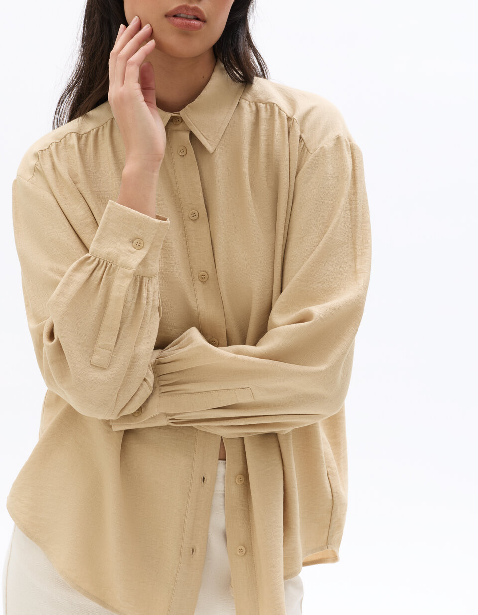 Chemisier oversize à fronces - beige | celio women