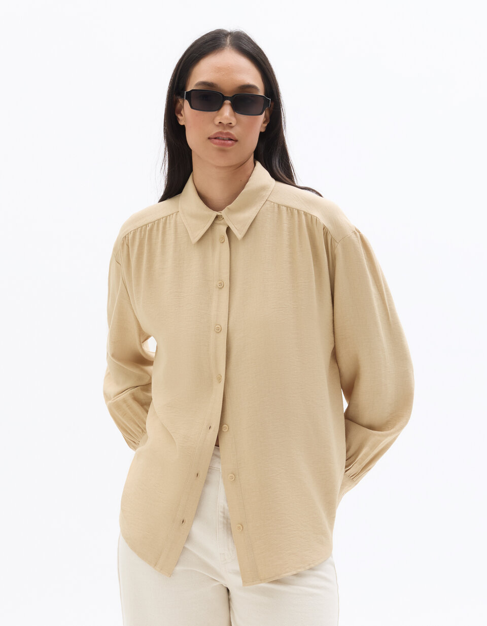 Chemisier oversize à fronces - beige | celio women