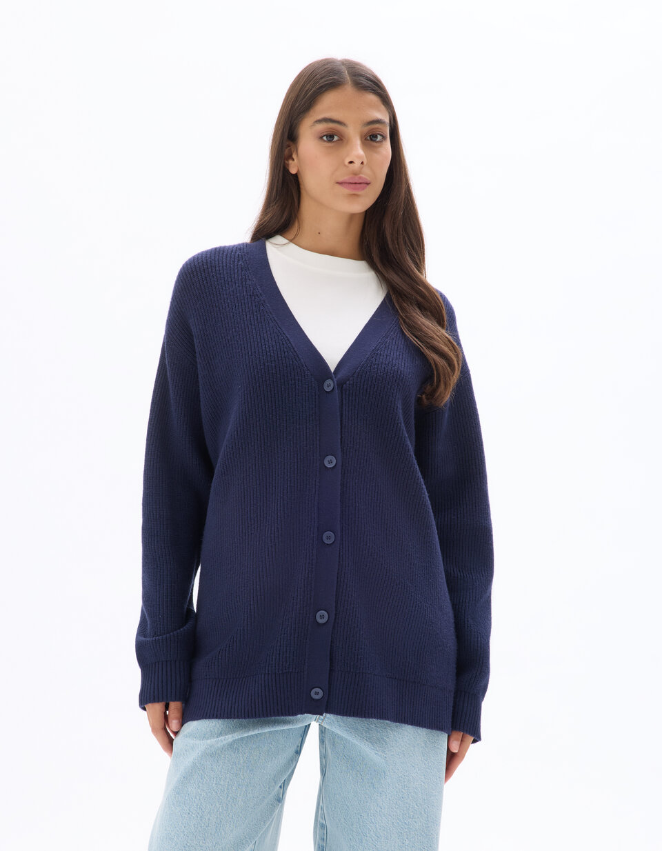 Lang vest met knopen - marine | celio be camaïeu