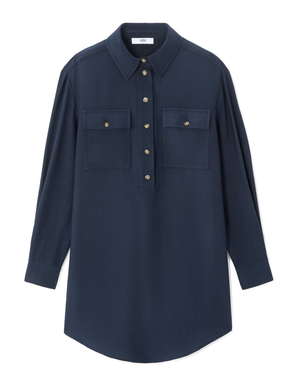 Robe chemise à poches plaquées - marine | celio be camaïeu