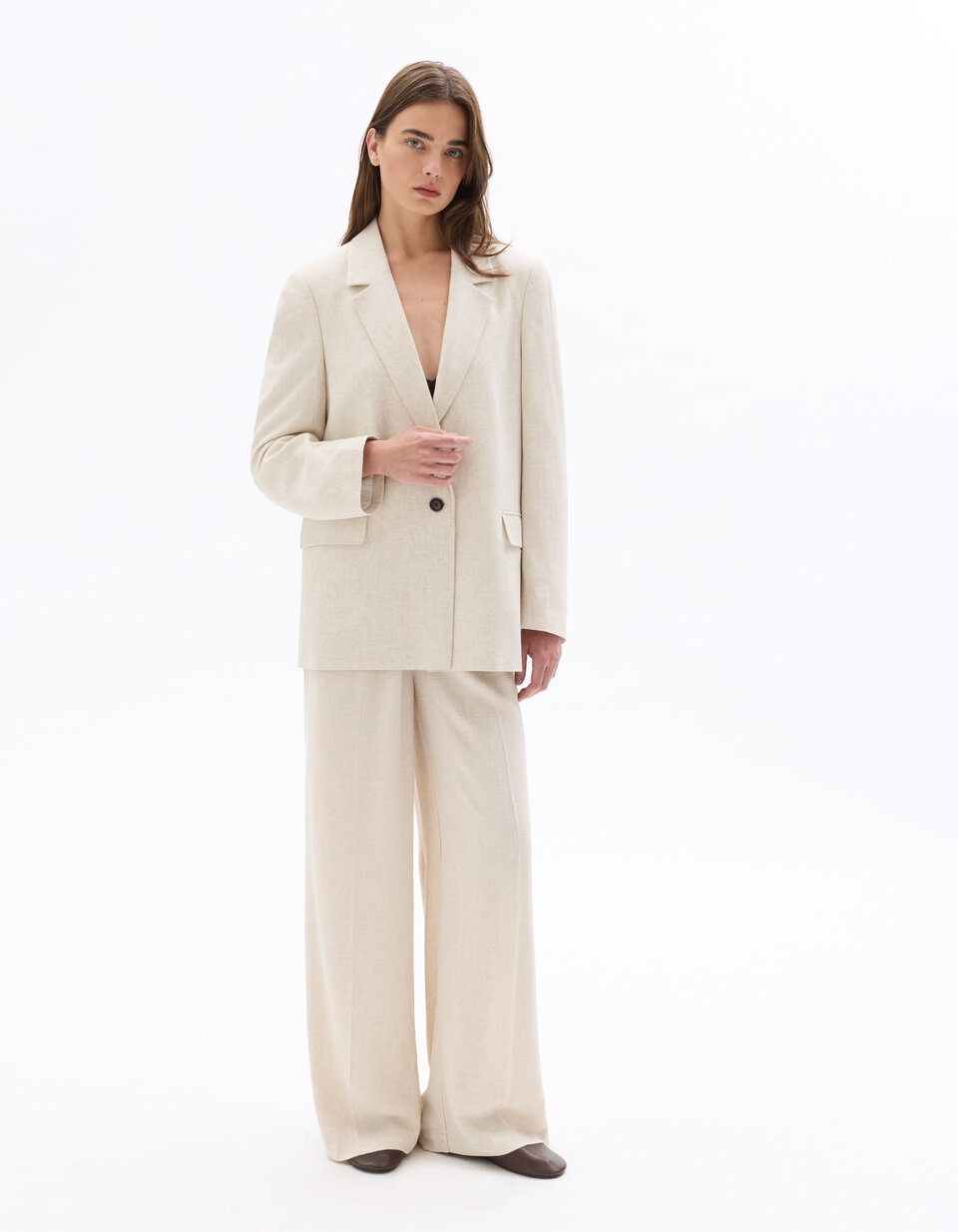 Veste habillée relax en viscose lin - naturel | celio women