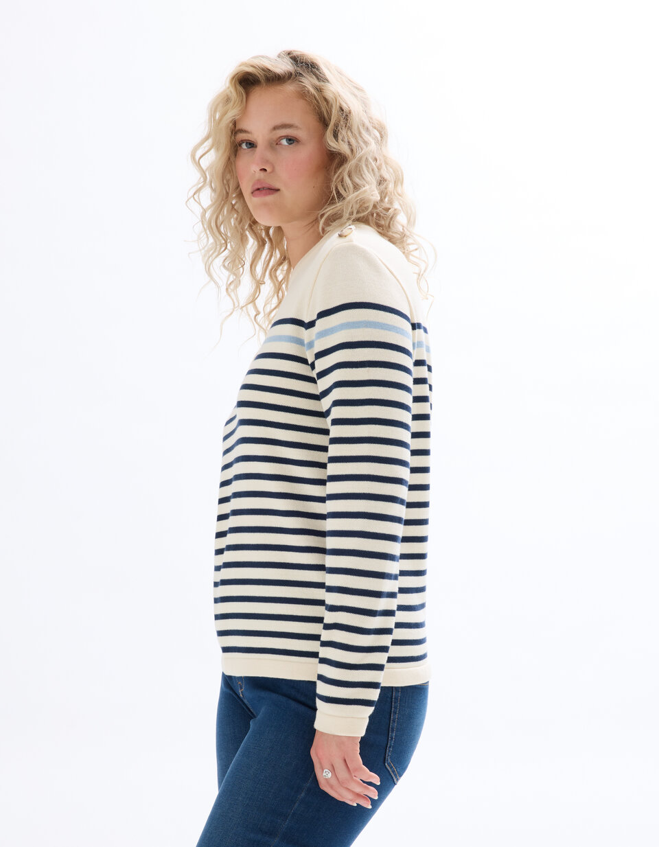 The French striped sailor sweater - blue and white | celio be camaïeu