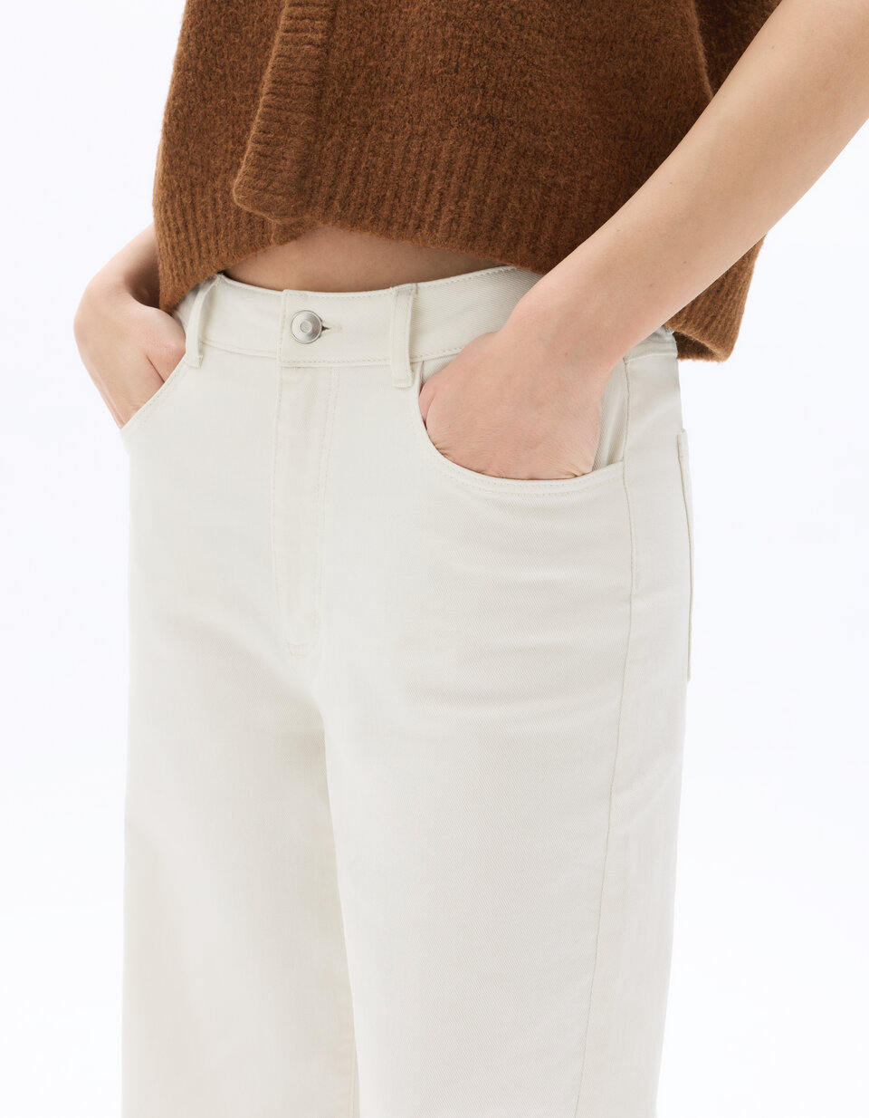 Ecru Straight Pants | celio women