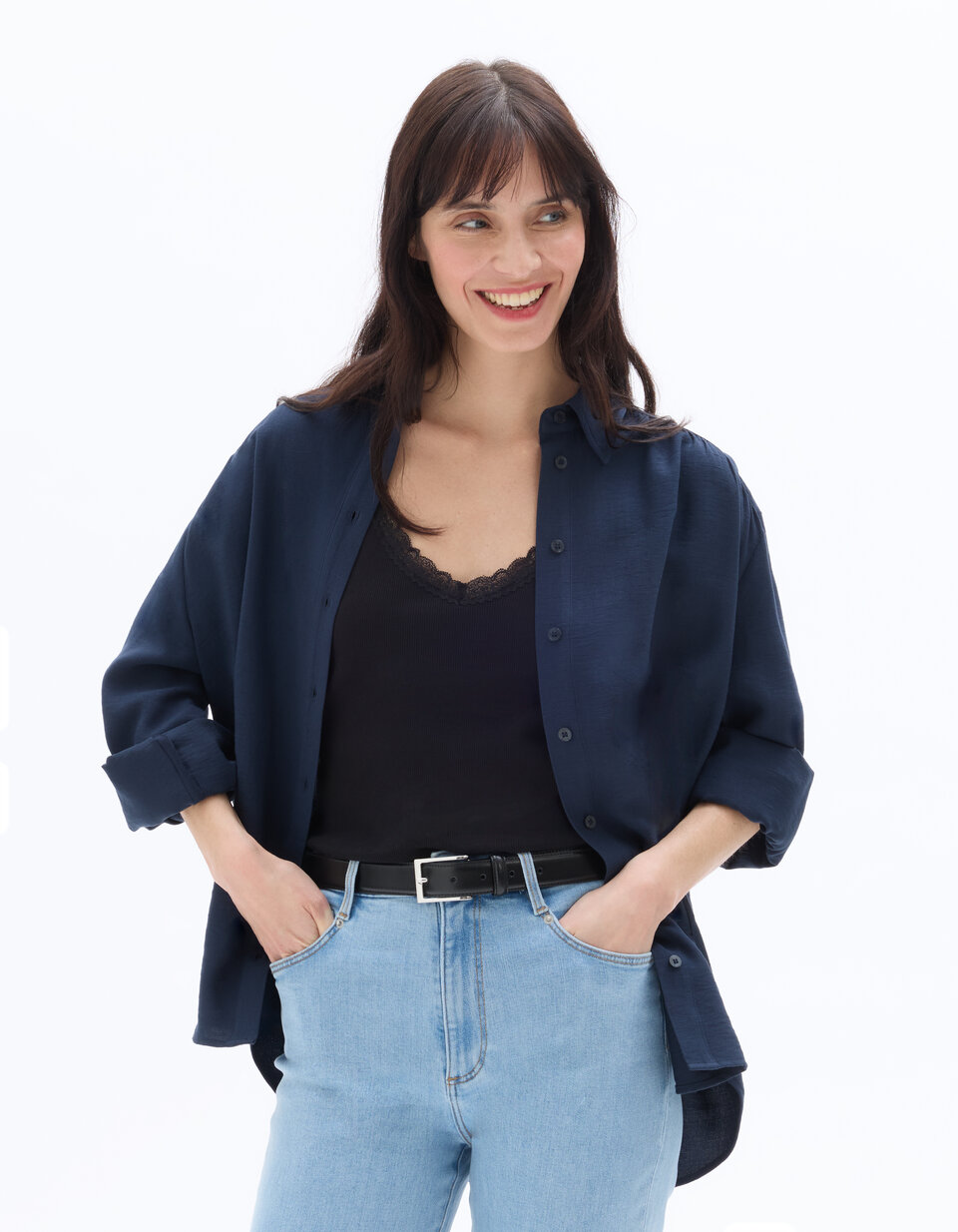 Chemisier oversize à fronces -marine | celio women