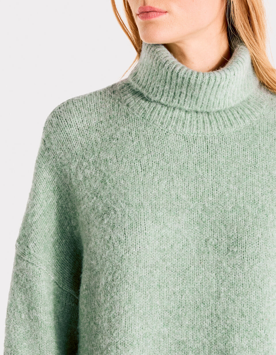 Pull en maille à col roulé - vert amande | celio be camaïeu