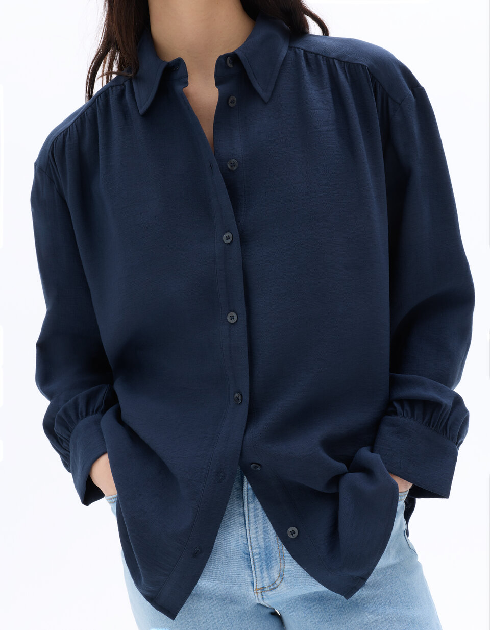 Chemisier oversize à fronces -marine | celio women