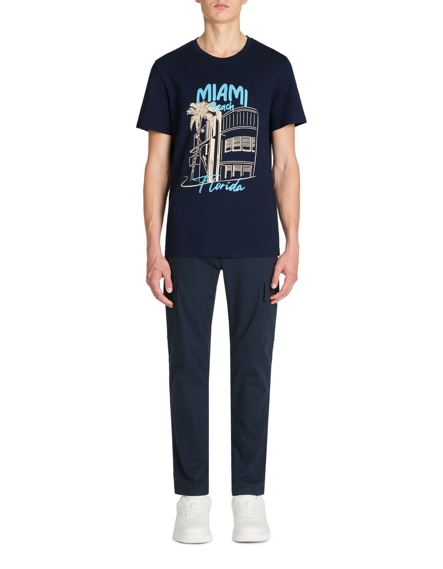Camiseta De Cuello Redondo 100 Algodón Azul Marino Celio Be Normal