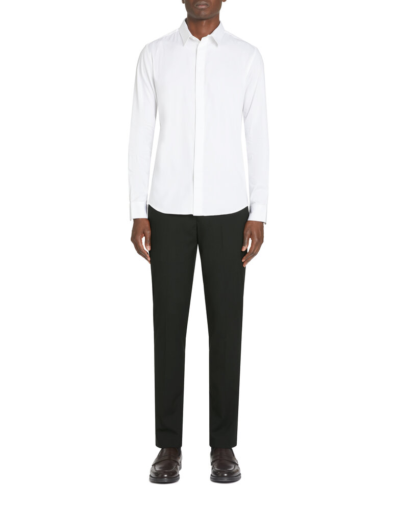 Camisa Ajustada De Algodón Elástico Blanca Celio Be Normal
