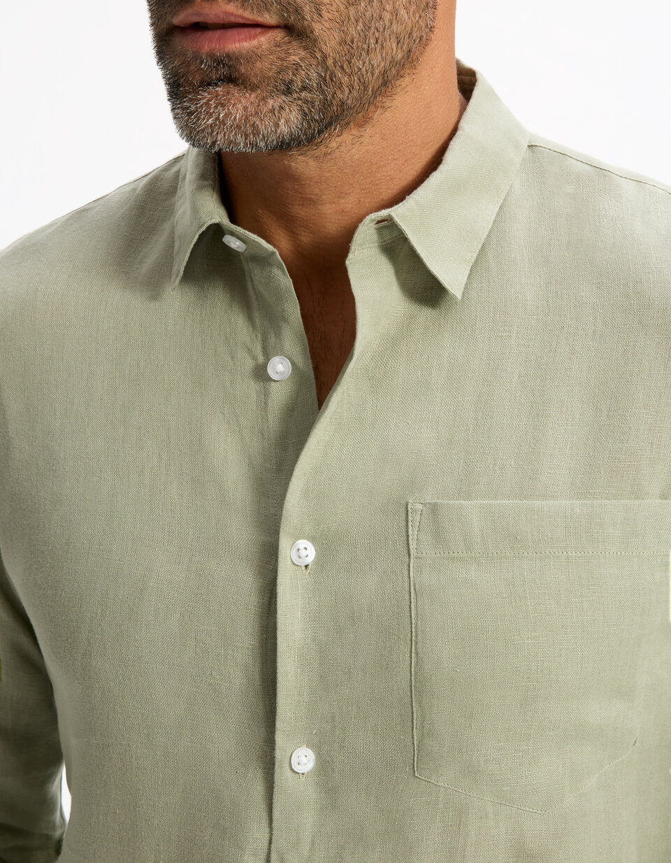 Chemise regular 100% lin - vert sauge | celio be normal