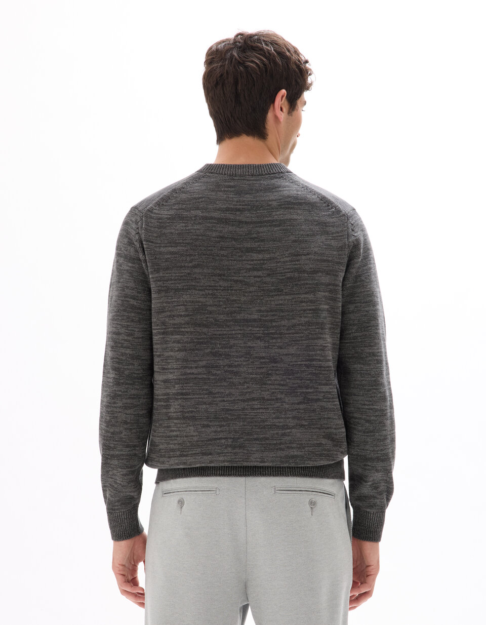 Pull col rond 100% coton - anthracite | celio be normal