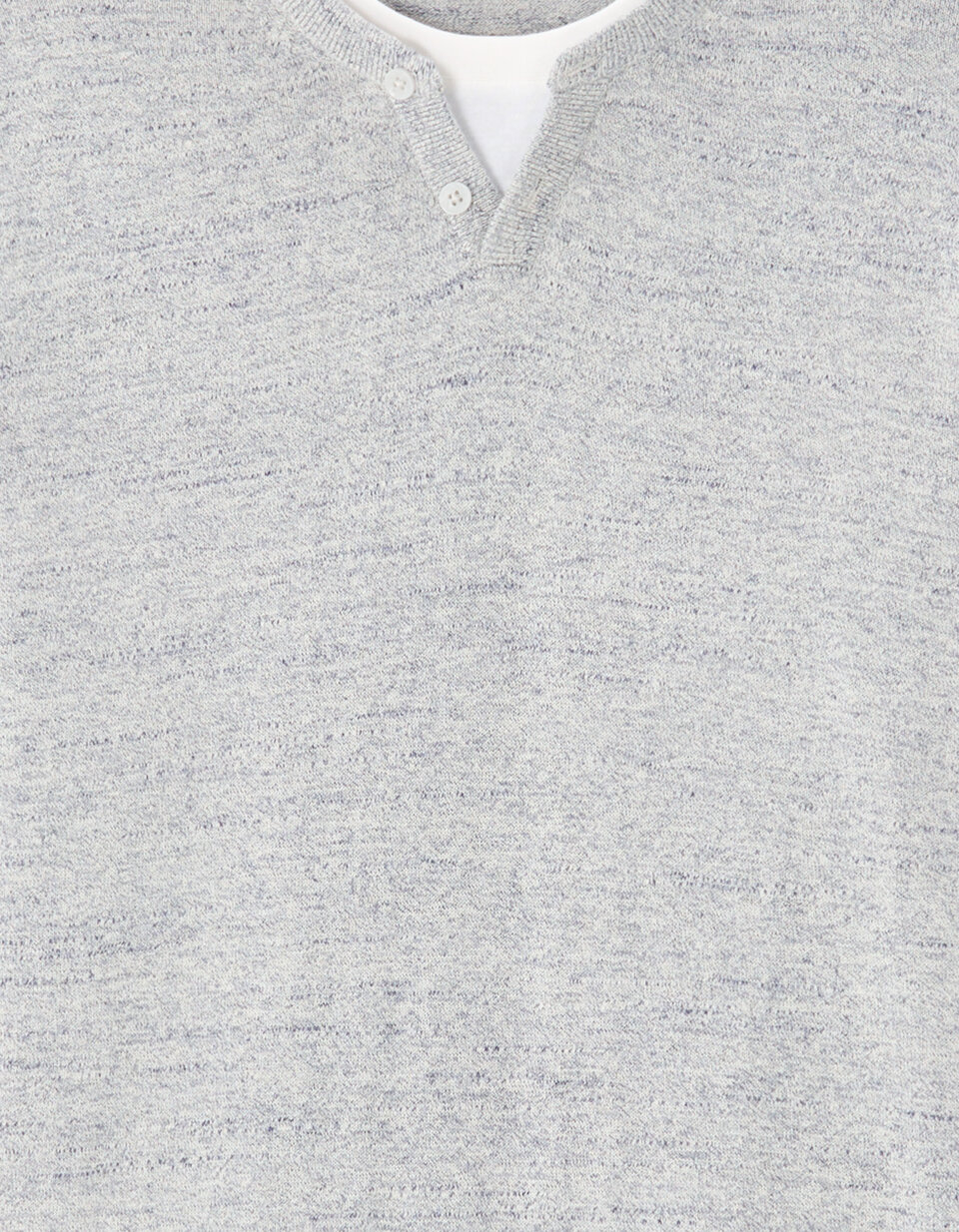 Pull col tunisien coton mélangé - gris bleu | celio