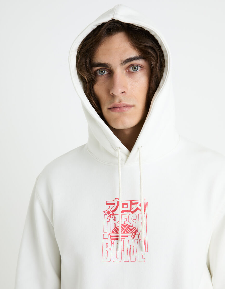 Sudadera Con Capucha En Mezcla De Algodón Beige Celio Be Normal