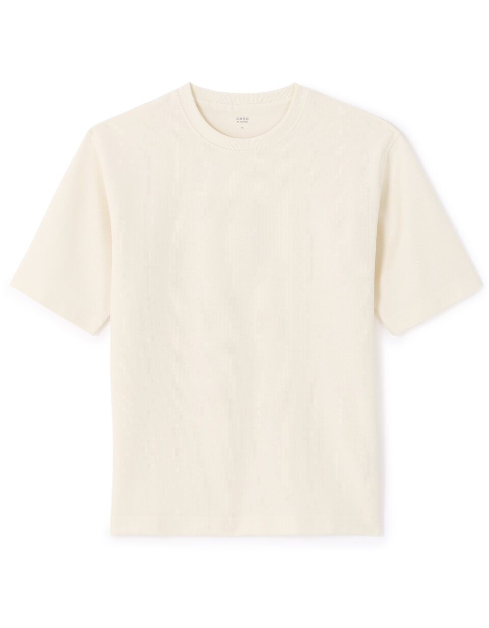 Camiseta Oversize De Cuello Redondo 100 Algodón Elástico Beige