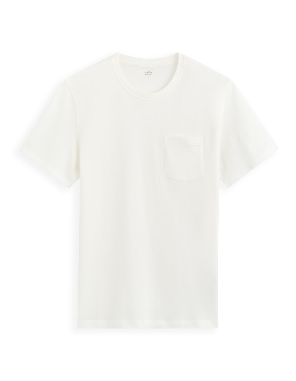 Camiseta de algodón con cuello redondo - blanca | celio be normal