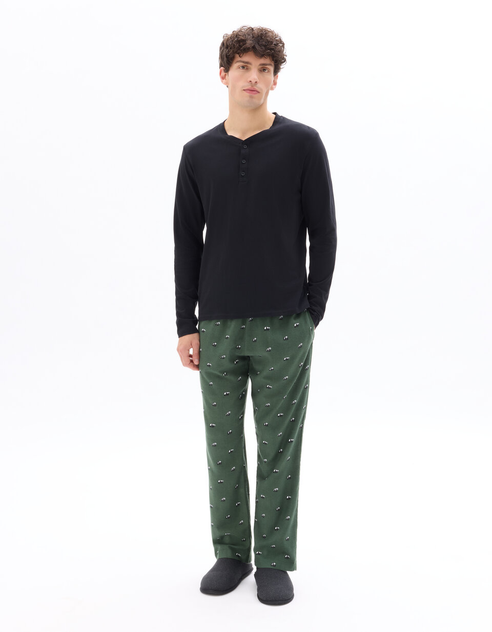 Pyjama haut et pantalon motif pandas - kaki | celio