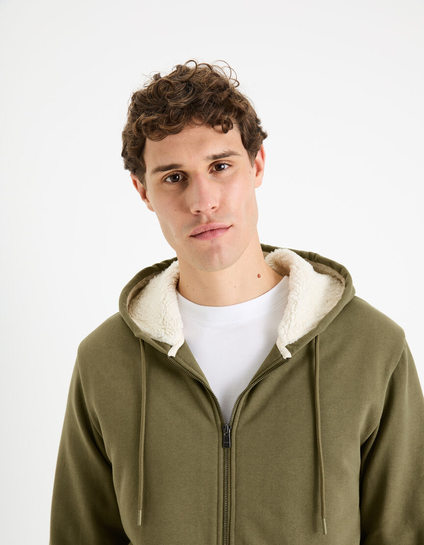 Sudadera Con Capucha Y Cremallera En Mezcla De Algodón Celio Be Normal