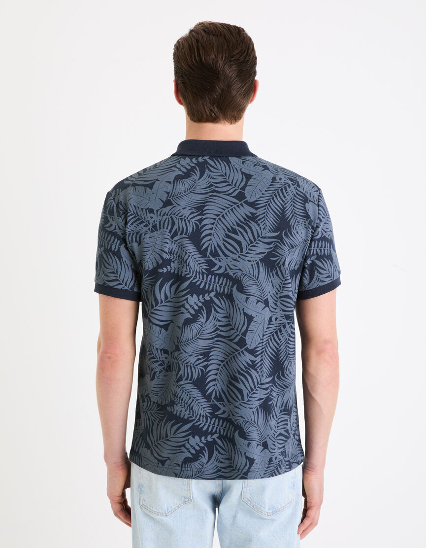 Polo piqué regular en coton imprimé- marine | celio be normal