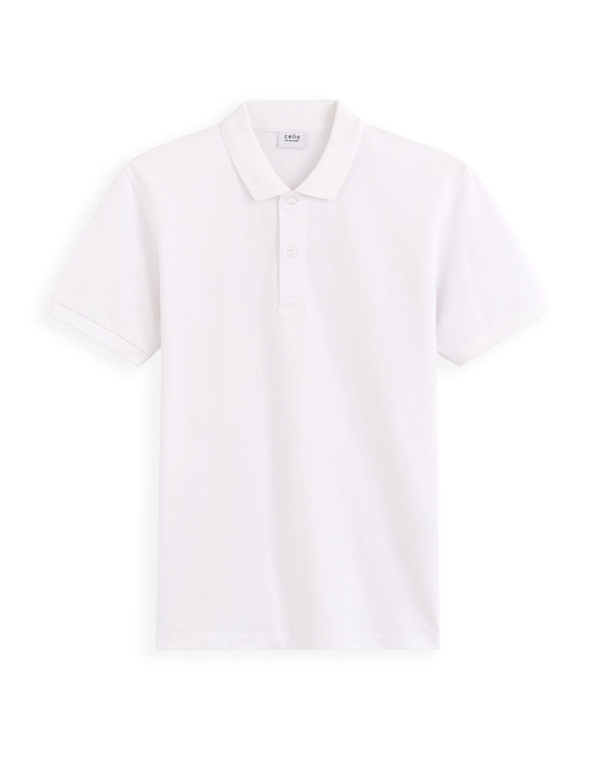 Polo Recto De Piqué En Algodón Blanco Celio Be Normal