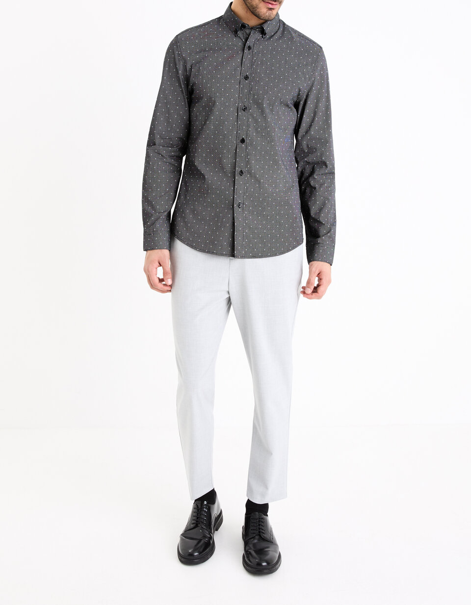 Camisa Ajustada De Algodón Negro Celio Be Normal