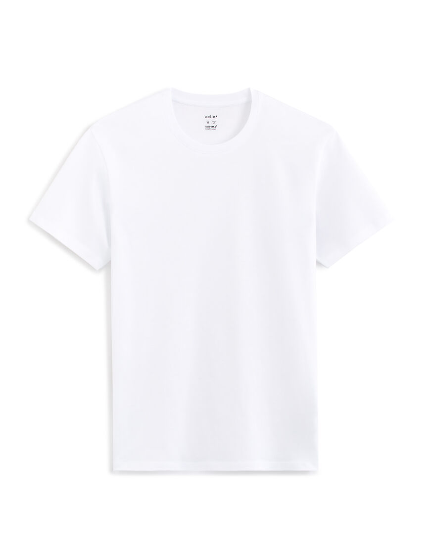 Camiseta De Cuello Redondo 100 Algodón Blanca Celio Be Normal