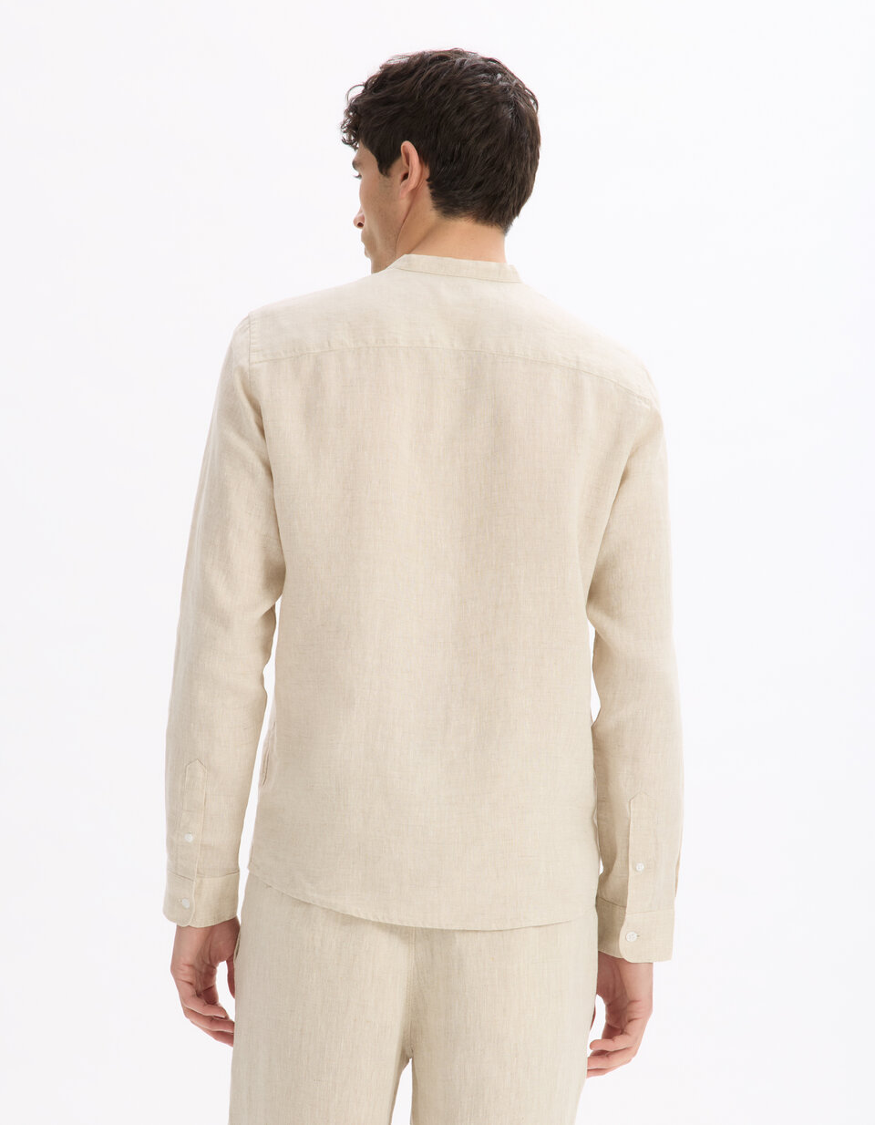 Chemise regular col mao 100% lin - naturel | celio be normal