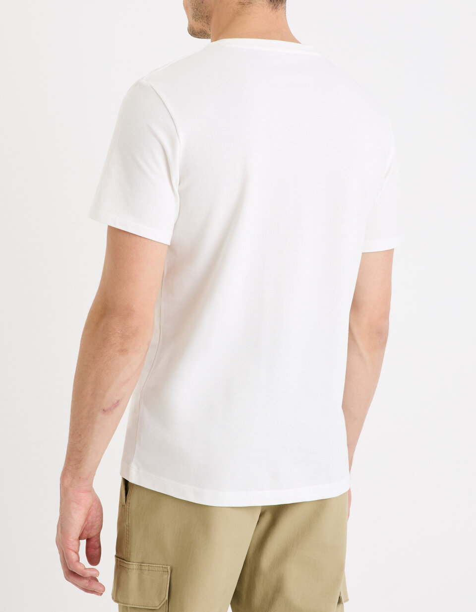 Camiseta de algodón con cuello redondo - blanca | celio be normal