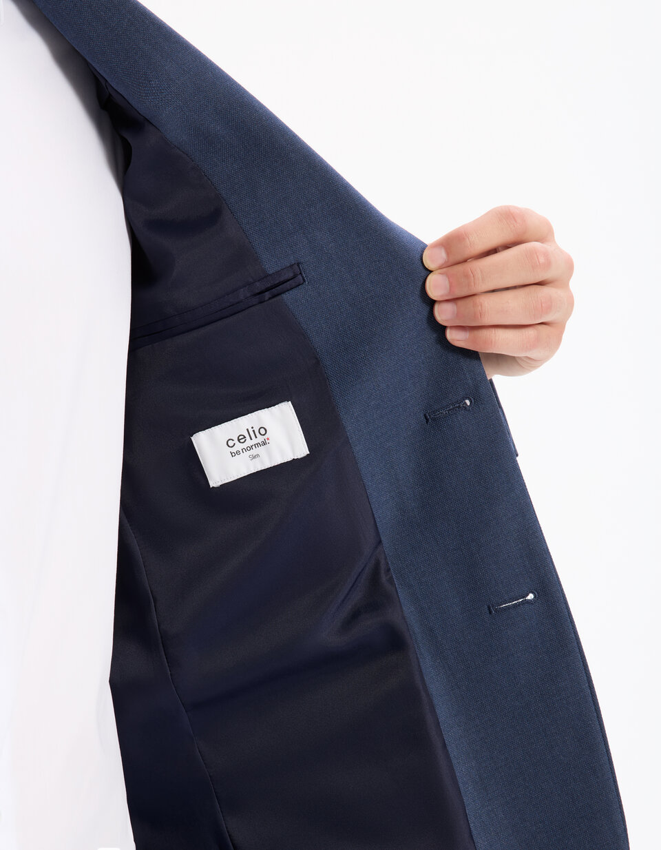 Blazer Slim Fit Elástico Bicolor Azul - Fato Justo Homem | celio be normal
