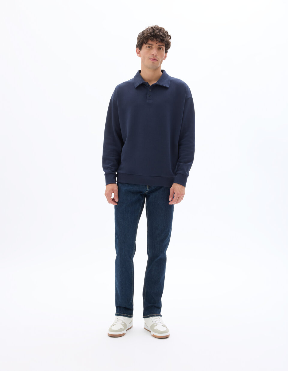 Jean C.15 straight coton stretch 3 longueurs - bleu foncé | celio be normal