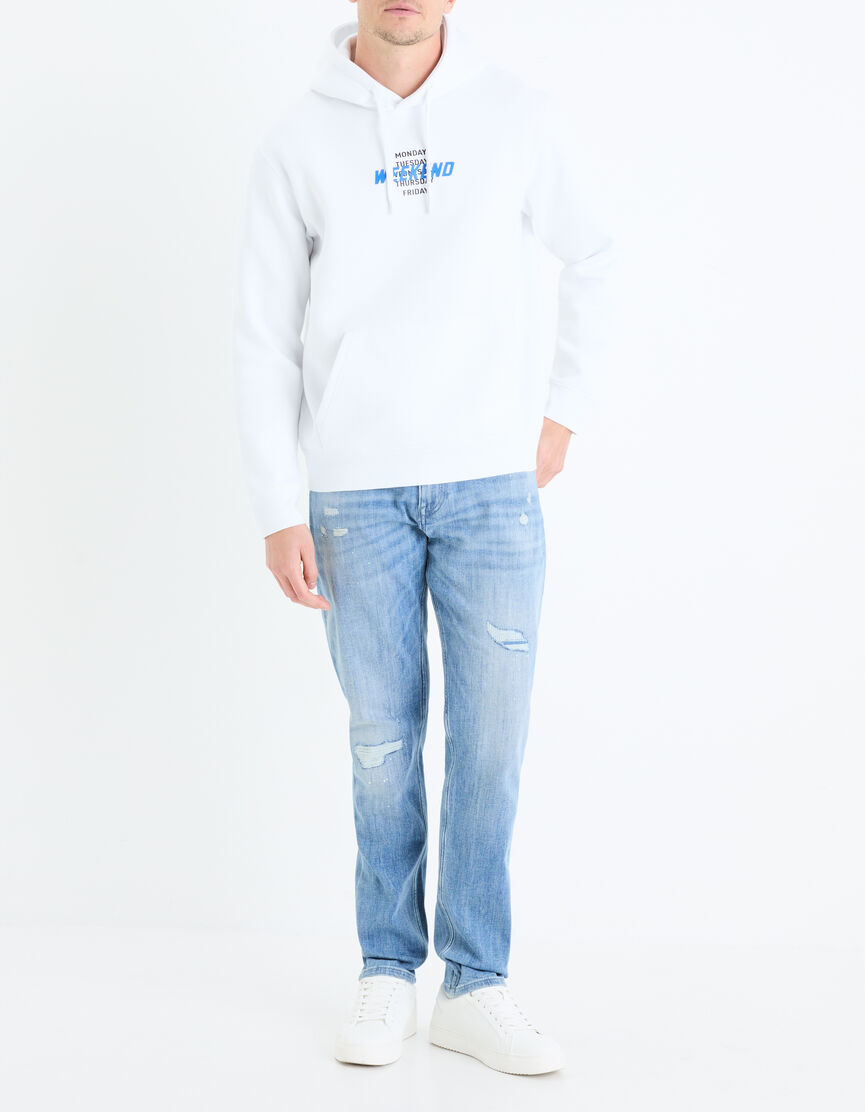 Sudadera Con Capucha Straight De Mezcla De Algodón Blanco Celio Be