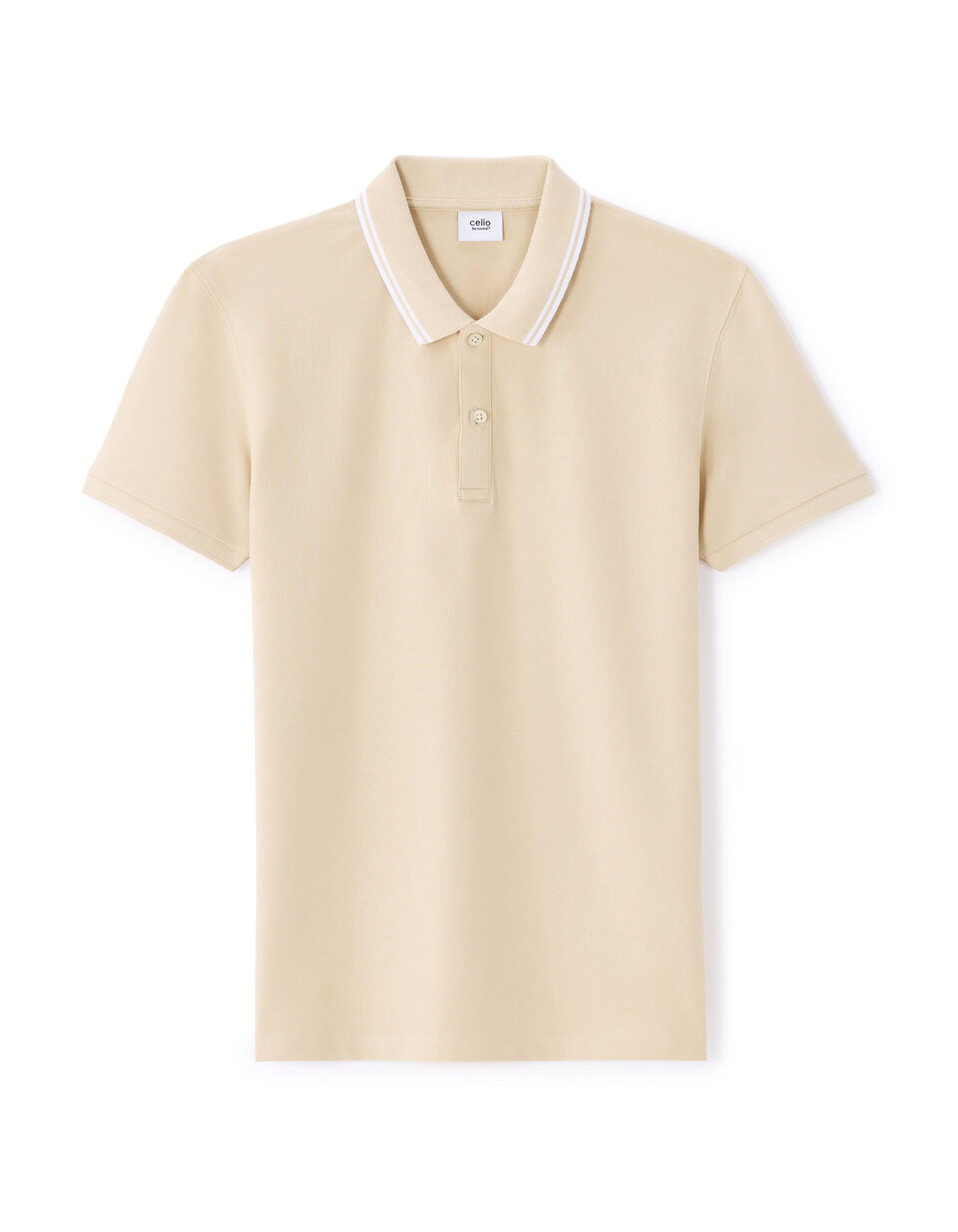 Slim fit stretch cotton polo shirt - beige | celio be normal