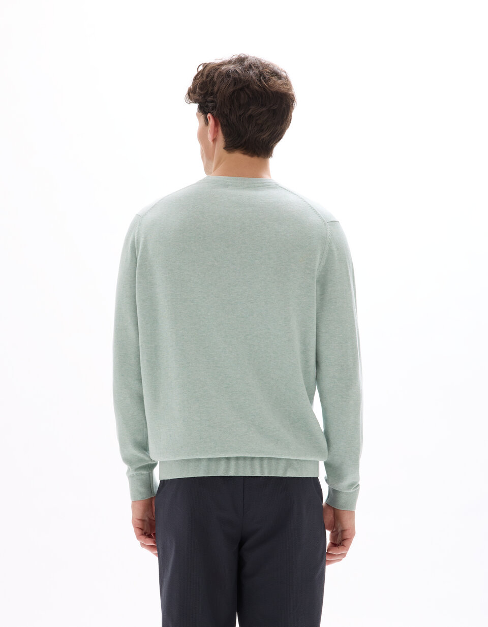 Pull col rond 100% coton - bleu vert | celio be normal