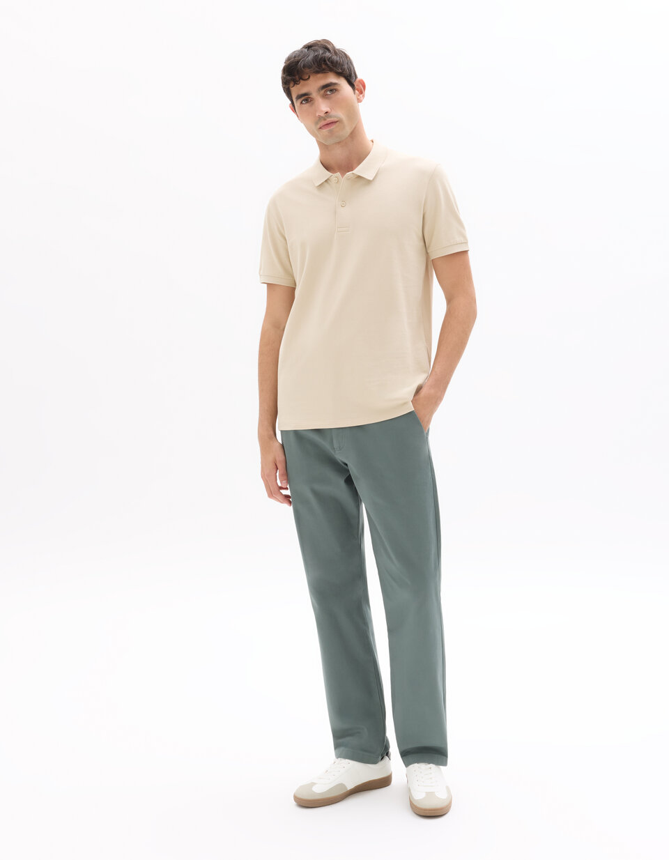 Polo piqué regular 100% coton - beige clair | celio be normal
