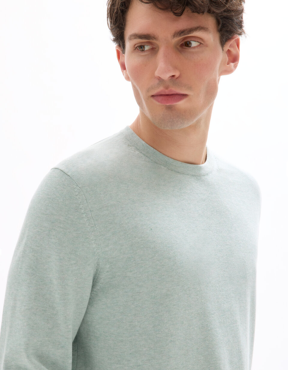 Pull col rond 100% coton - bleu vert | celio be normal
