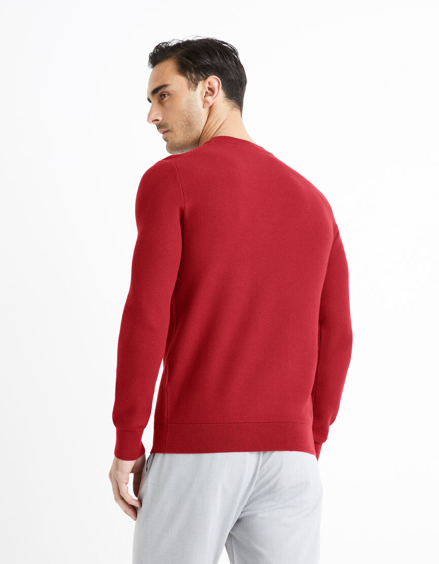 Pull col rond en coton - bordeaux | celio be normal
