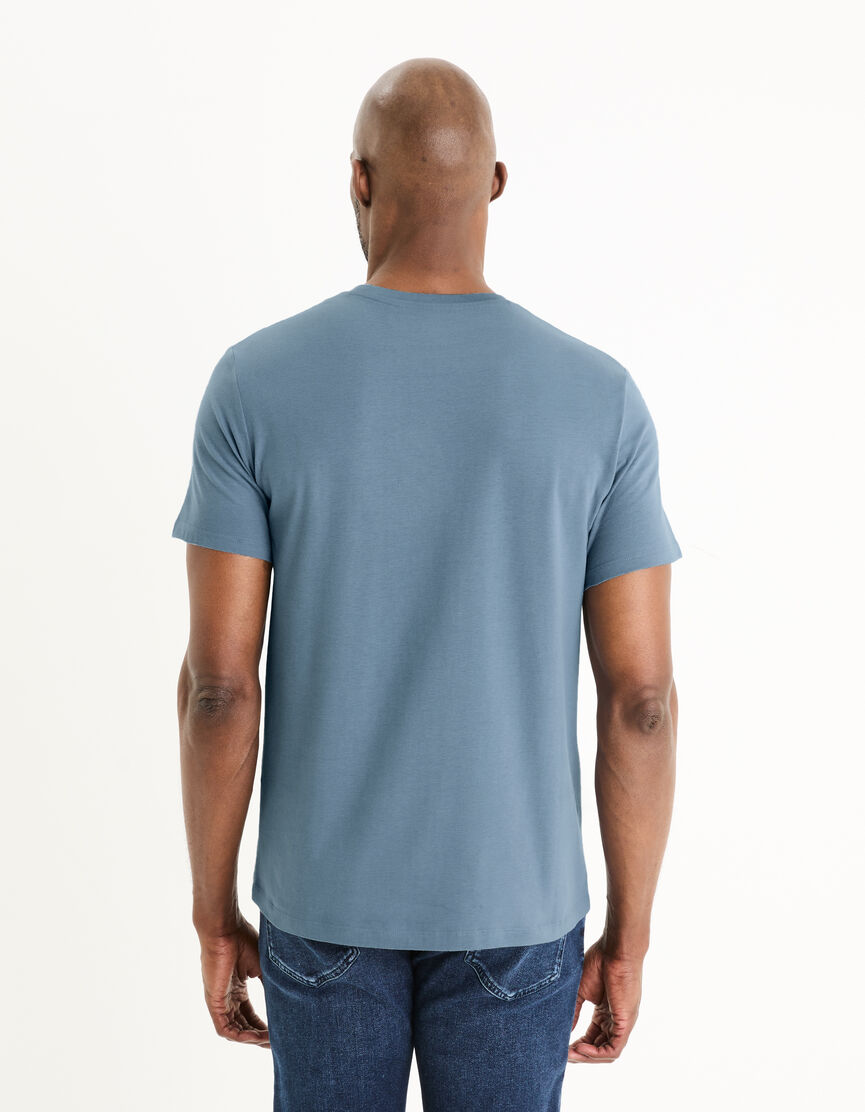 Camiseta De Algodón Con Cuello Redondo Azul Celio Be Normal
