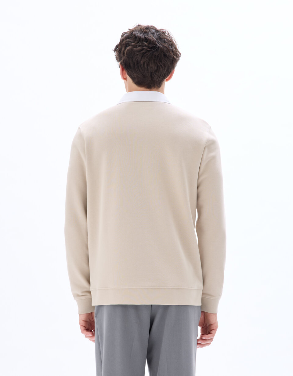 Regular plain long-sleeved polo shirt - beige | celio be normal