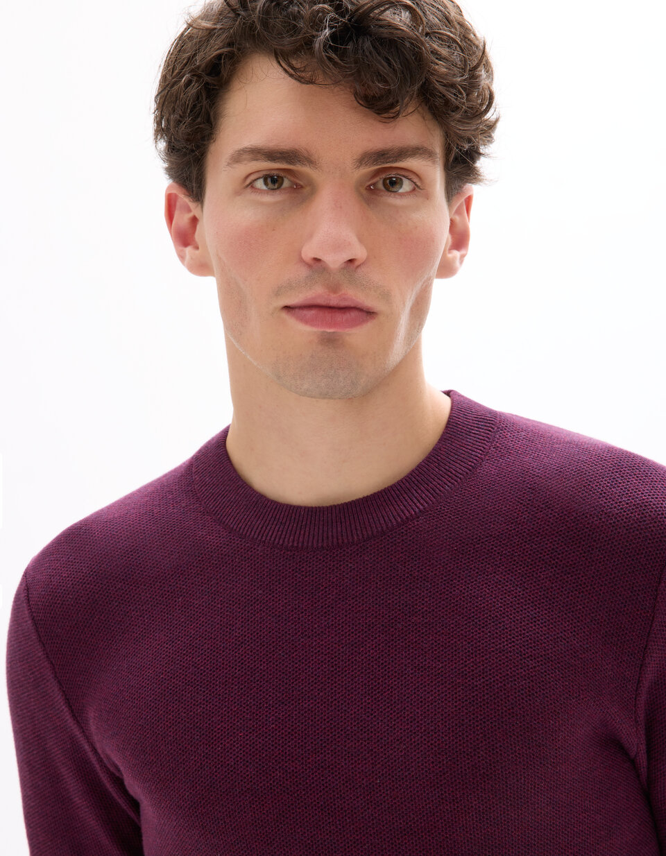 Pull col rond 100% coton - bordeaux | celio be normal