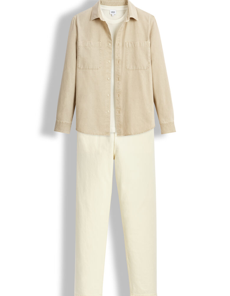 Camiseta Oversize De Cuello Redondo 100 Algodón Beige Celio Be Normal