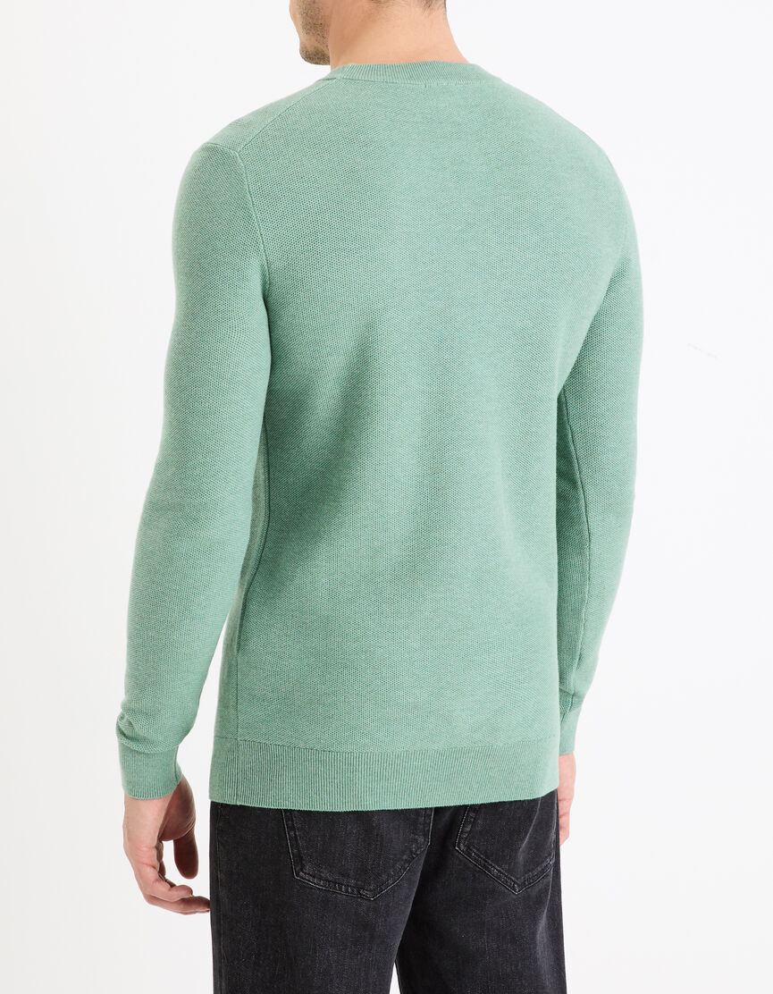 Pull col rond 100% coton - vert | celio be normal