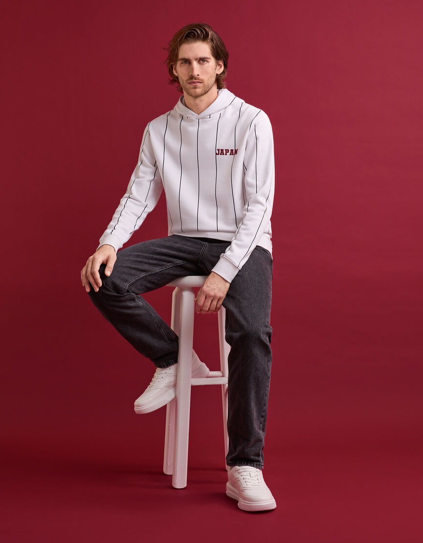Sudadera Con Capucha En Mezcla De Algodón Blanca Celio Be Normal